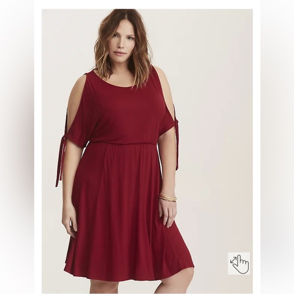 torrid | Dresses | Red Cold Shoulder Jersey Skater Dress | Poshmark